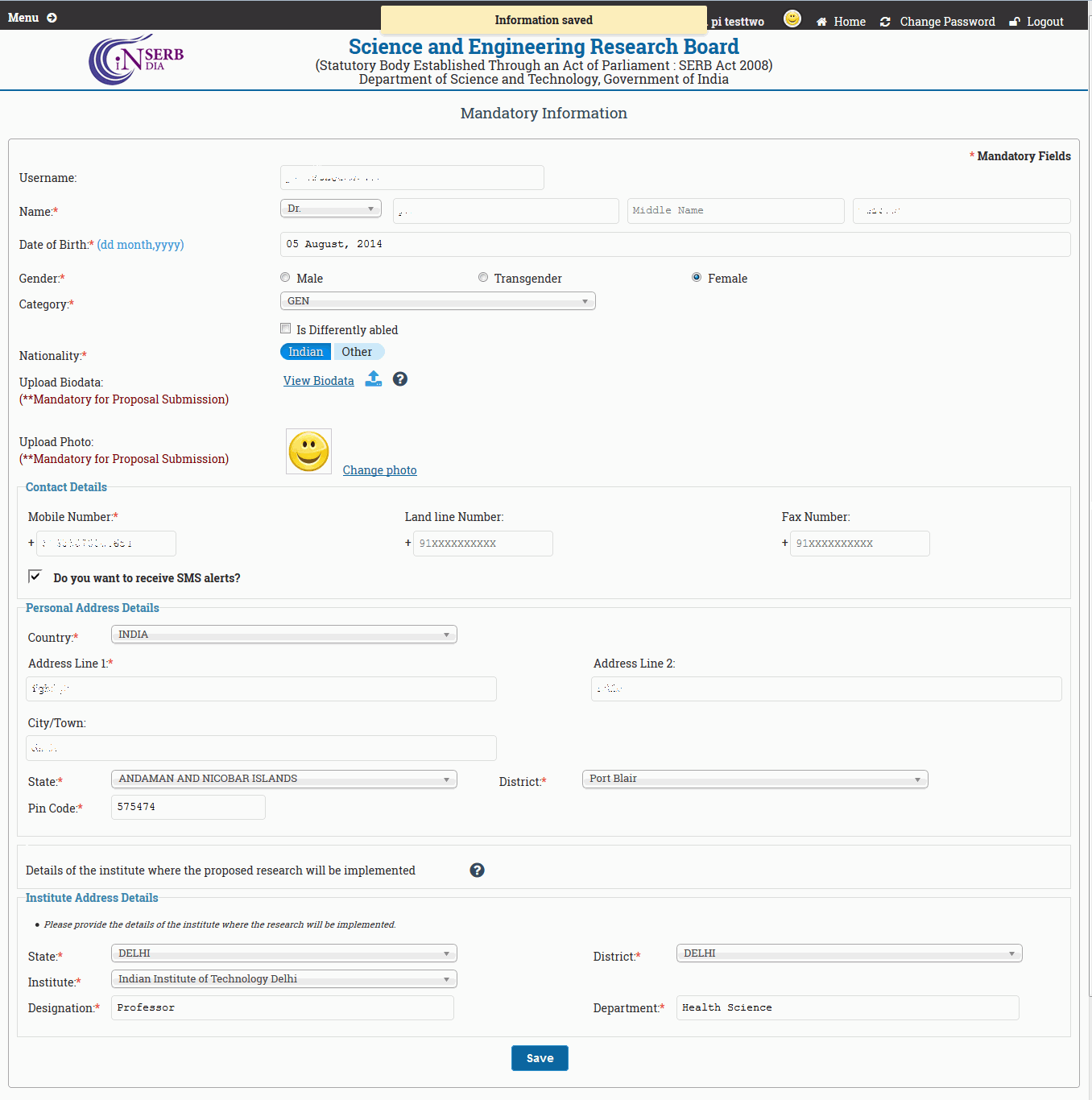 PI Guidelines - User Profile