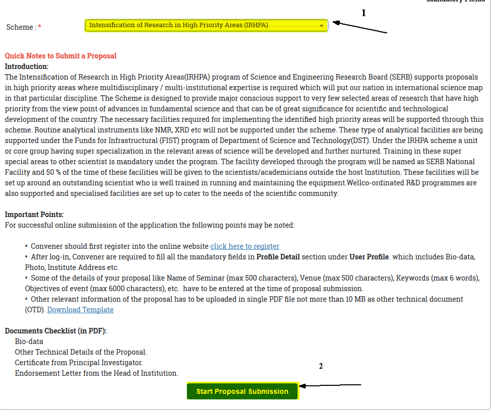 PI Guidelines - Proposal Submission for IRHPA