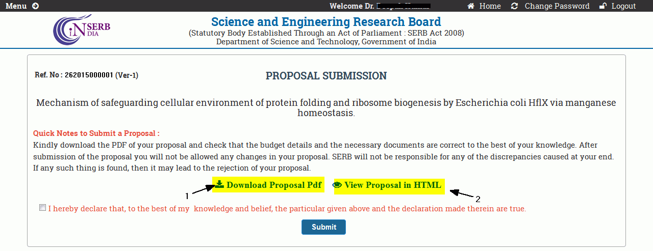 PI Guidelines - Proposal Submission Under Special Call